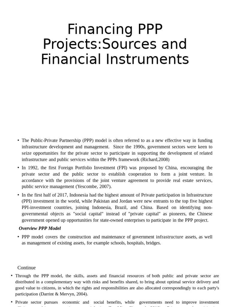 Financing A PPP Project - Sources and Financial Instruments | PDF ...