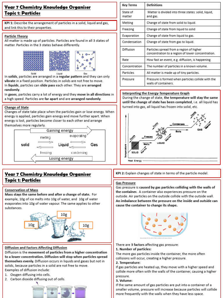 Year 7 Chemistry Knowledge Organiser | PDF | Force | Reproductive System
