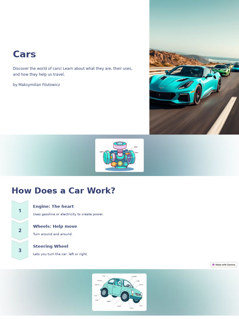 Understanding Cars: Parts, Types, and Care | PDF