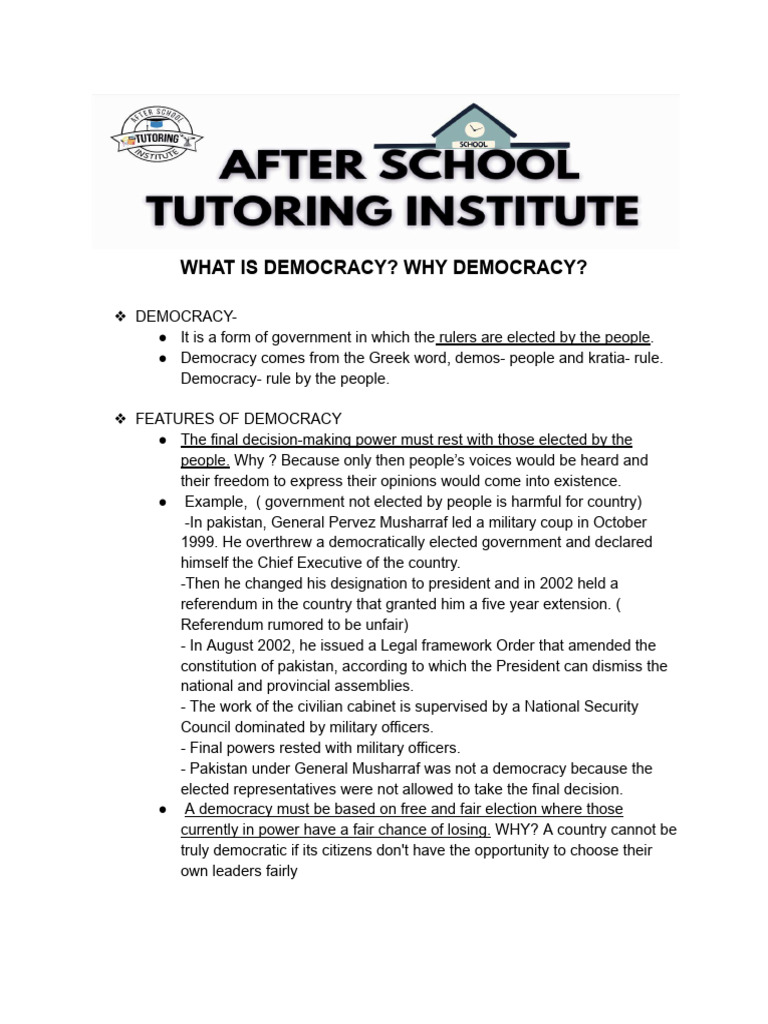 What Democracy_ Why Democracy _ Class 9th Notes | PDF | Democracy ...