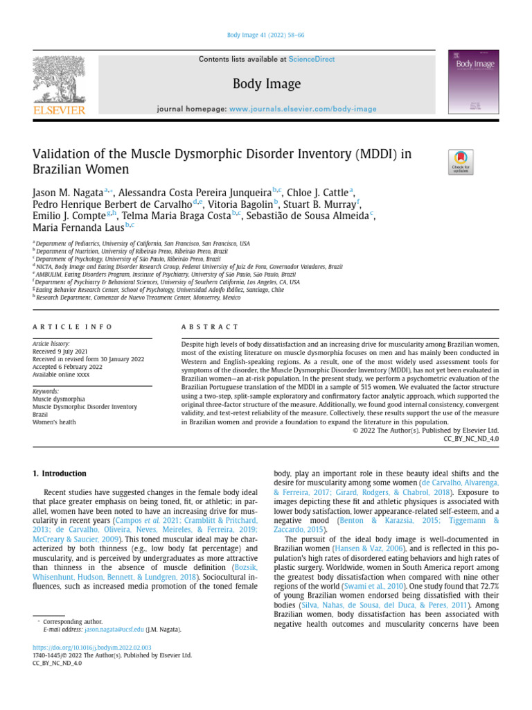 2022 - Body Image - Validation of The Muscle Dysmorphic Disorder ...