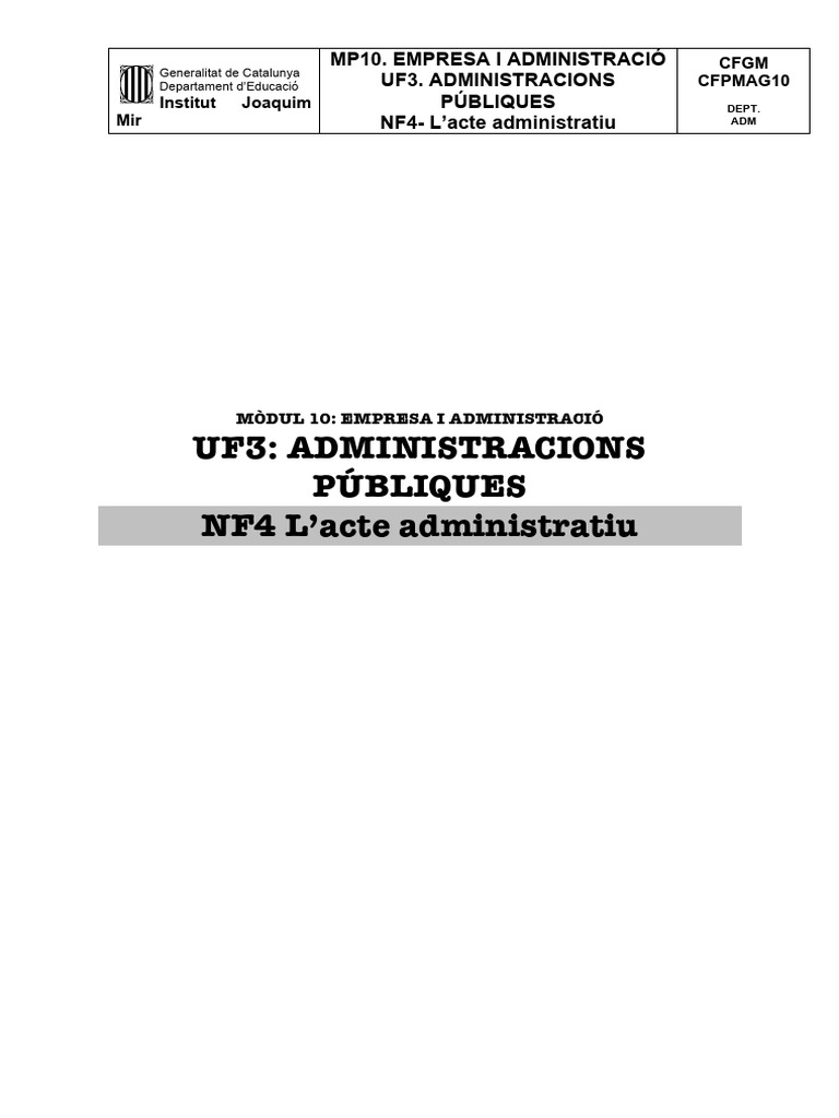 UF3 NF4. Lacte Administratiu | PDF