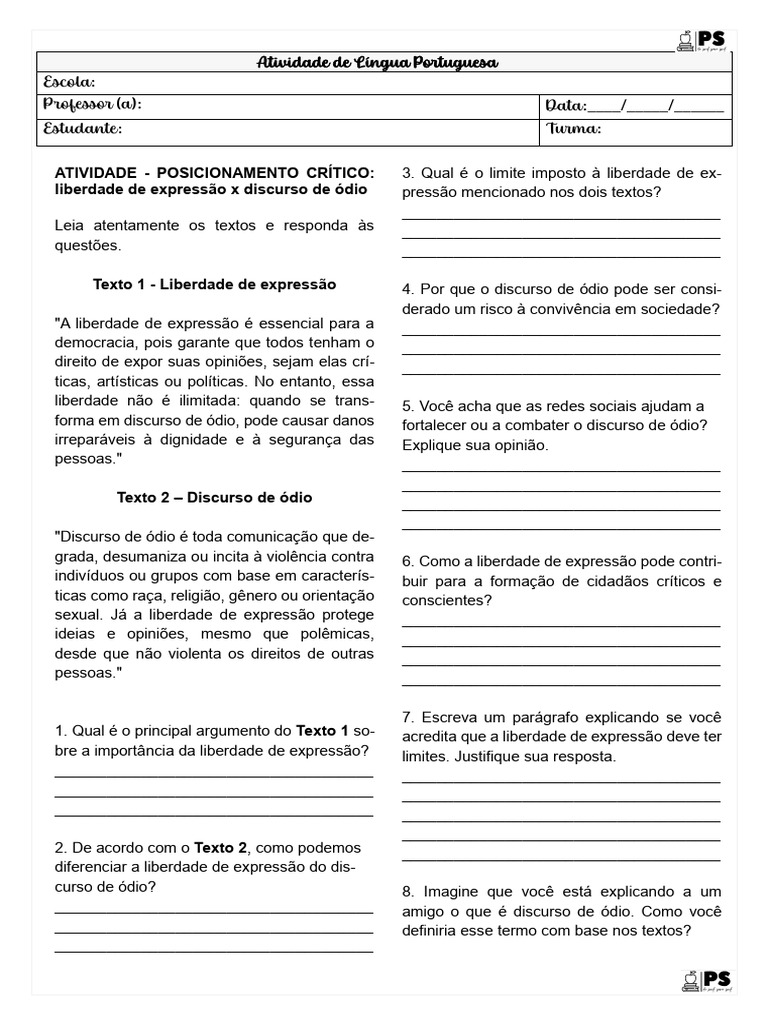 Liberdade de Expressão e Discurso de Ódio | PDF | Liberdade de ...