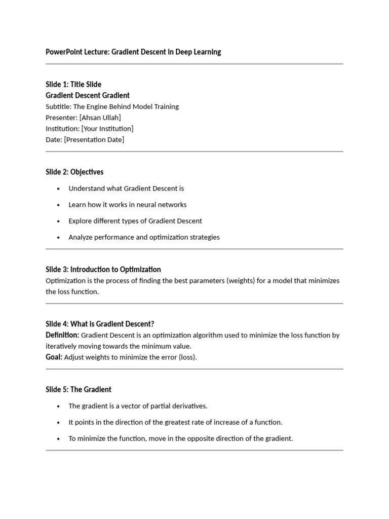 Gradient Descent Deep Learning Lecture | PDF | Mathematical Optimization | Artificial Intelligence