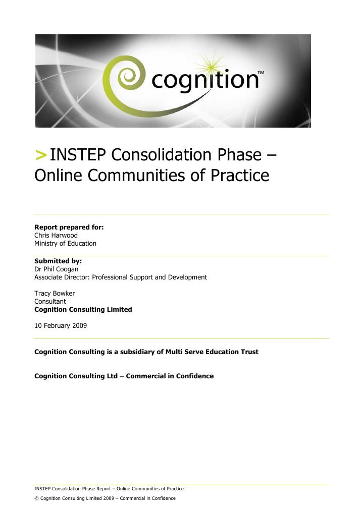 INSTEP Consolidation Phase - Online Communities of Practice: Report ...