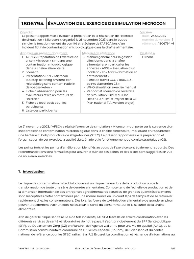 Évaluation de l'exercice Microcon 2023 | PDF | la communication | Risque