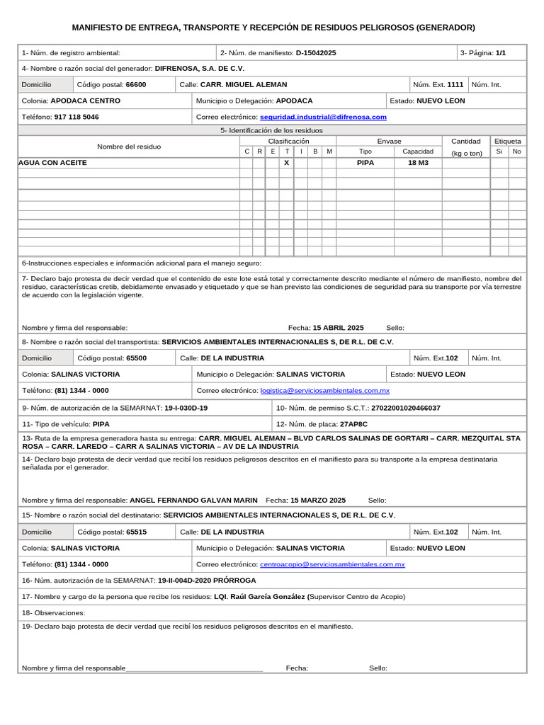 Difrenosa Apodaca | PDF | Residuos | Contaminación