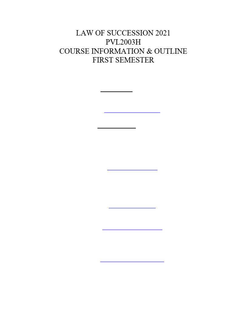 UCT Succession Course Outline 2021 | PDF | Will And Testament | Legal ...