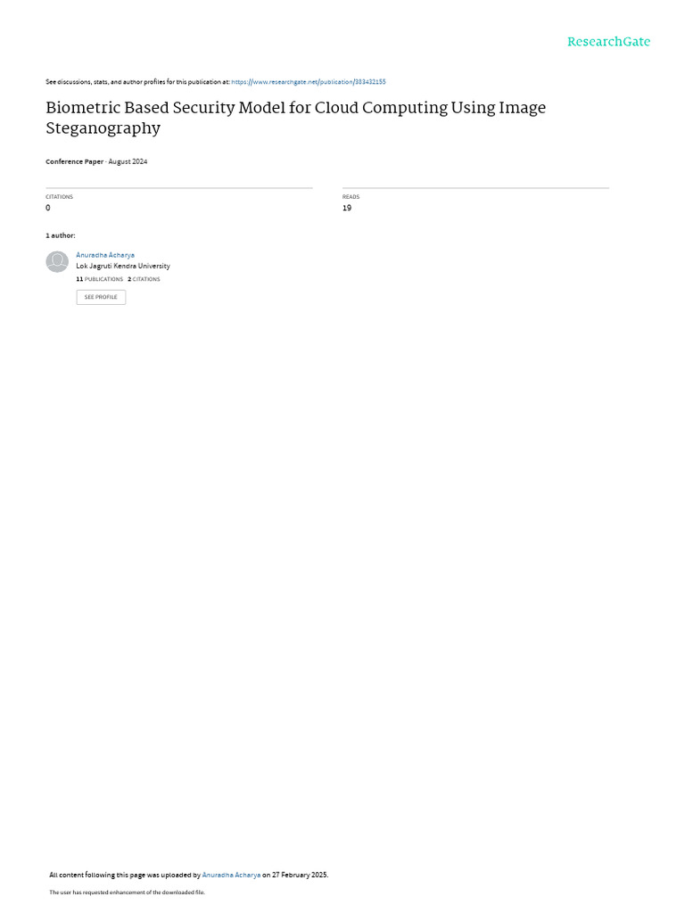 Biometric Based Security Model V7I1-0114 | PDF | Computer Security | Security