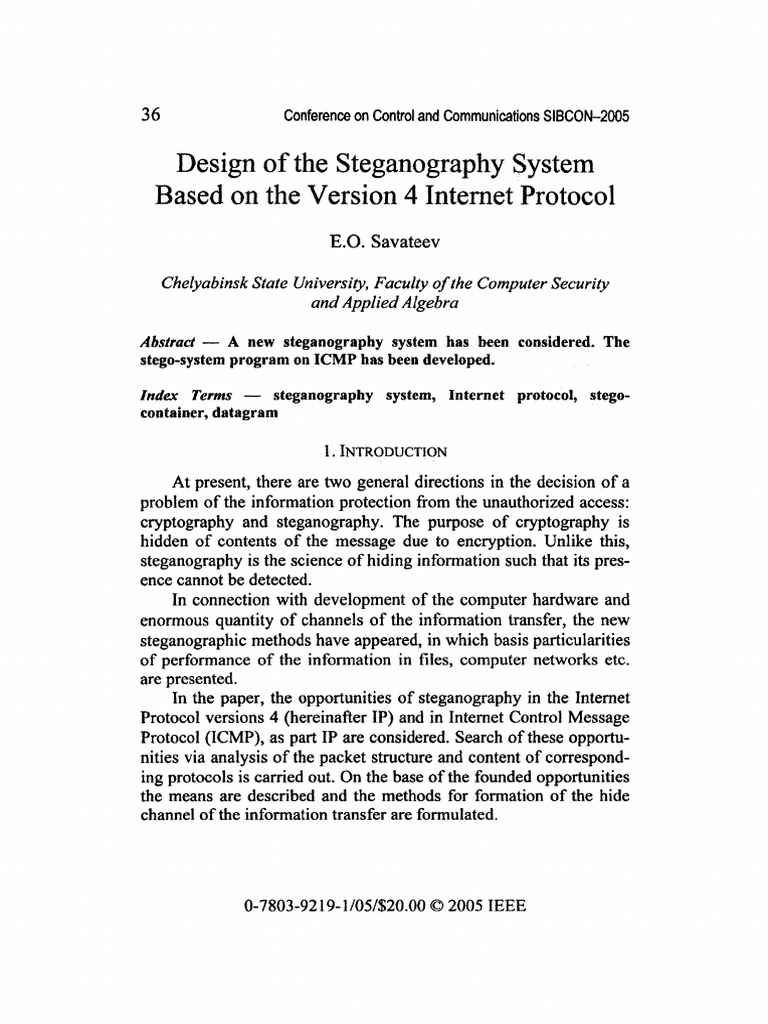 Design of The Steganography System Based On The Version 4 Internet Protocol | PDF | Internet ...