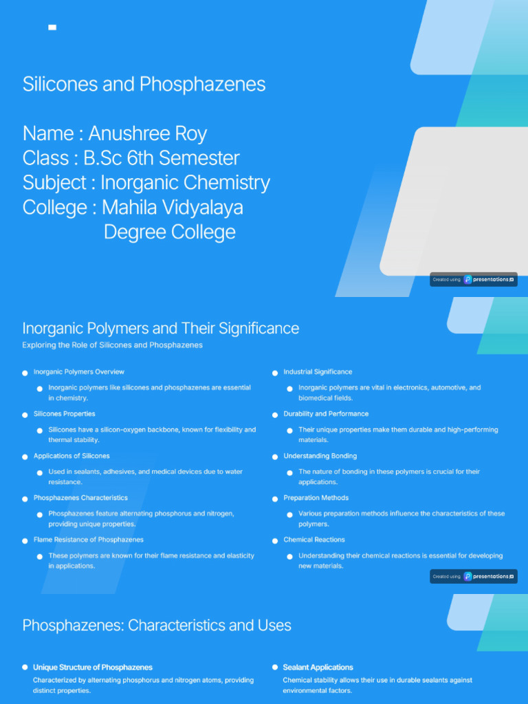 Inorganic Polymers and Nitrosyl Complexes Overview | PDF