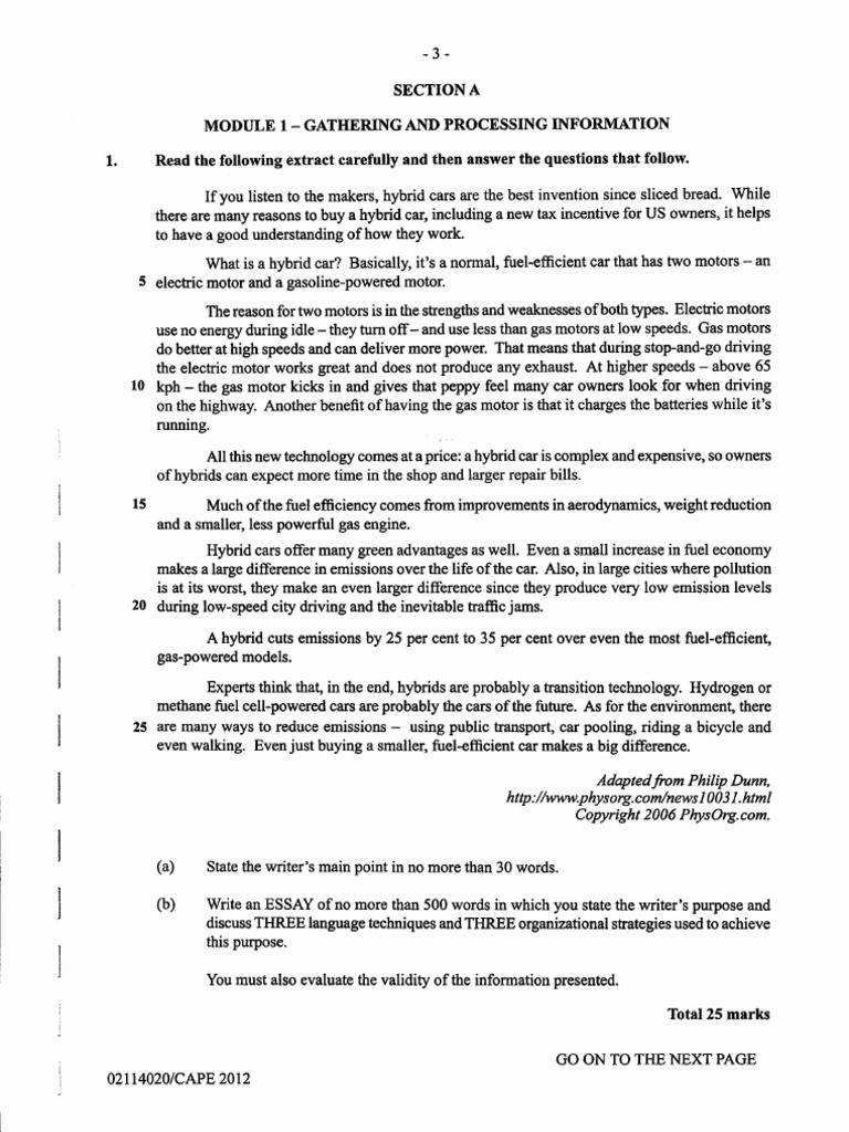 Communication Studies Past Papers | PDF | Hybrid Vehicle | Engines