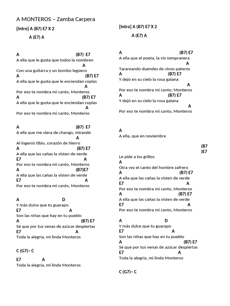 A Monteros - Zamba Carpera | PDF