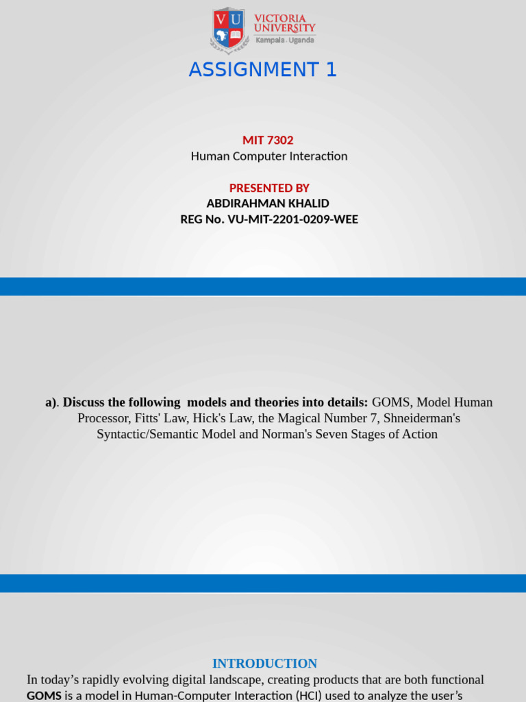 ABDIRAHMAN KHALID - Human Computer Interaction - Asignment 1 | PDF | Perception | Human–Computer ...