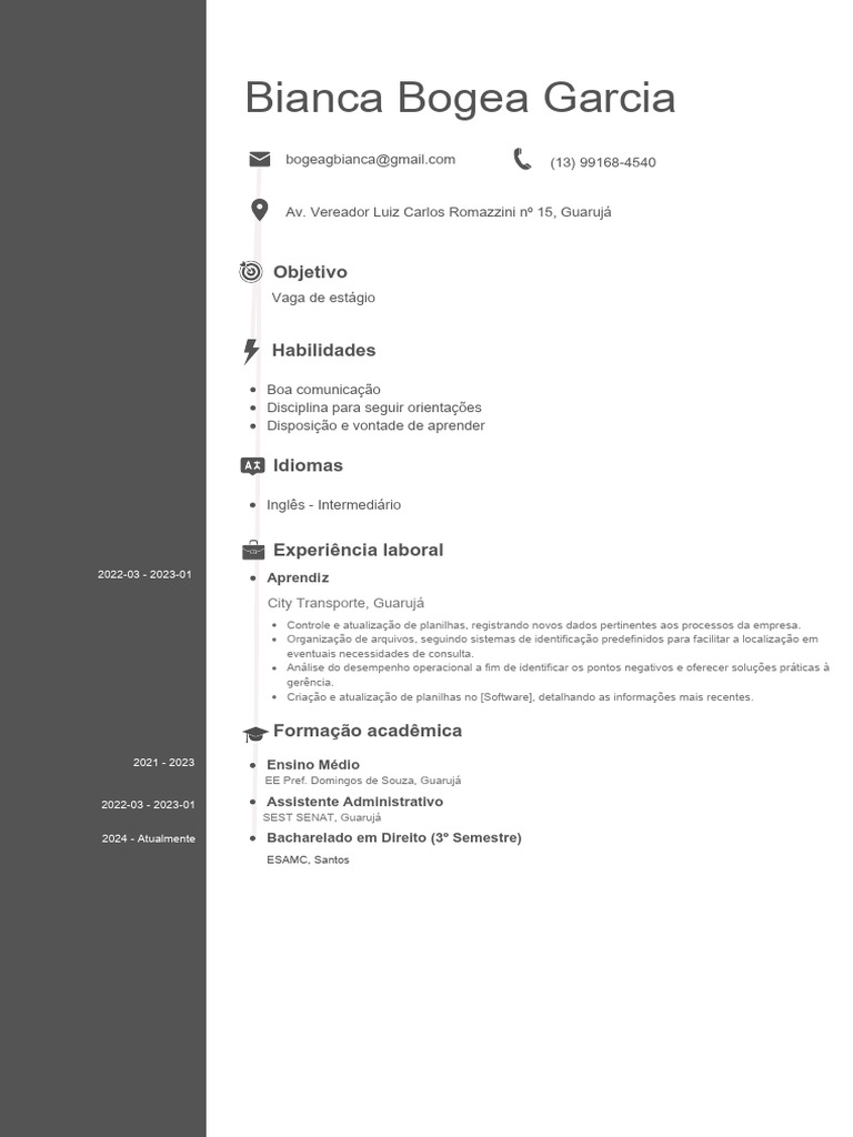 Currículo Bianca Bogea Garcia | PDF