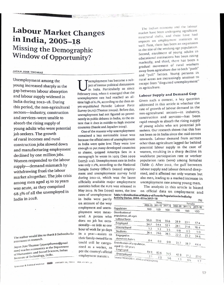 Labour Market Changes in India | PDF