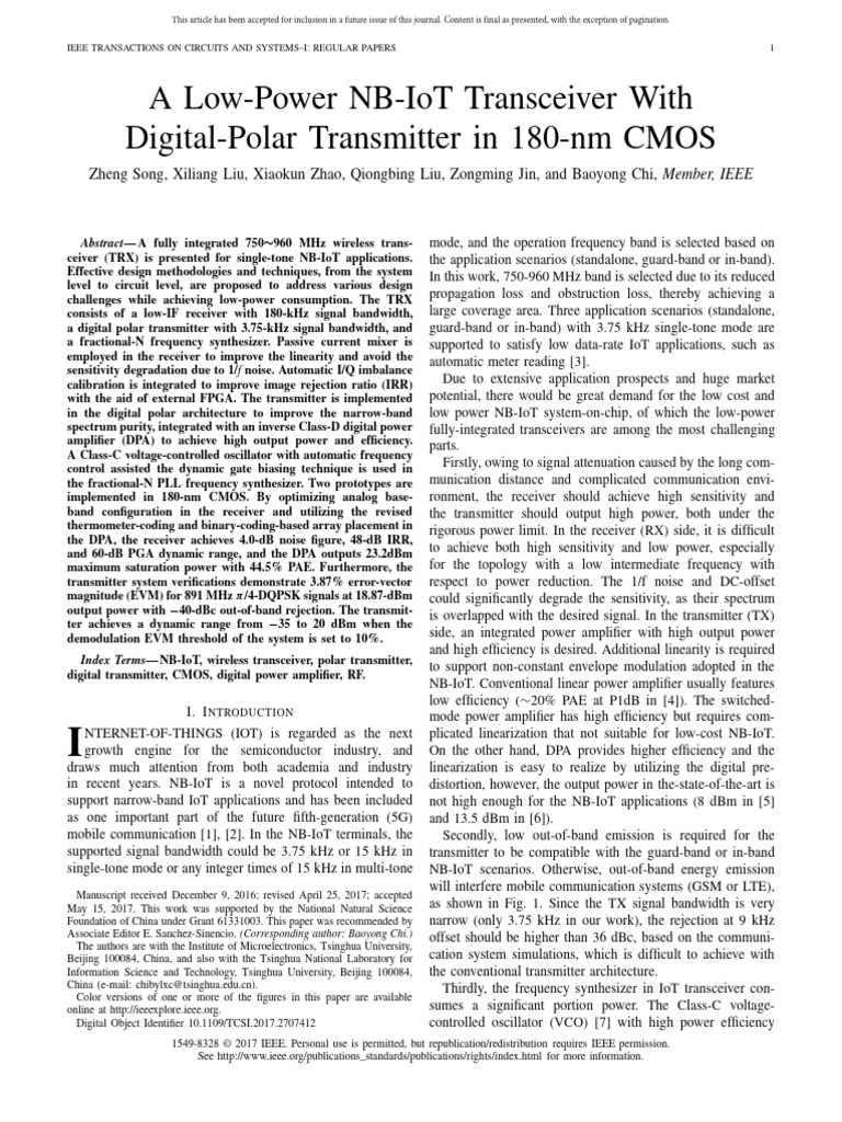 Low-Power NB-IoT Transceiver Design | PDF | Signal To Noise Ratio ...