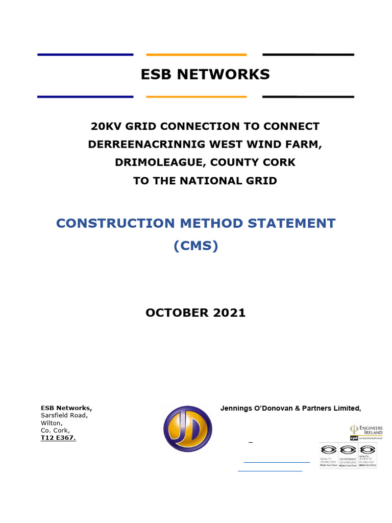 Eiar Appendix I Construction Method Statement | PDF | Road | Trench