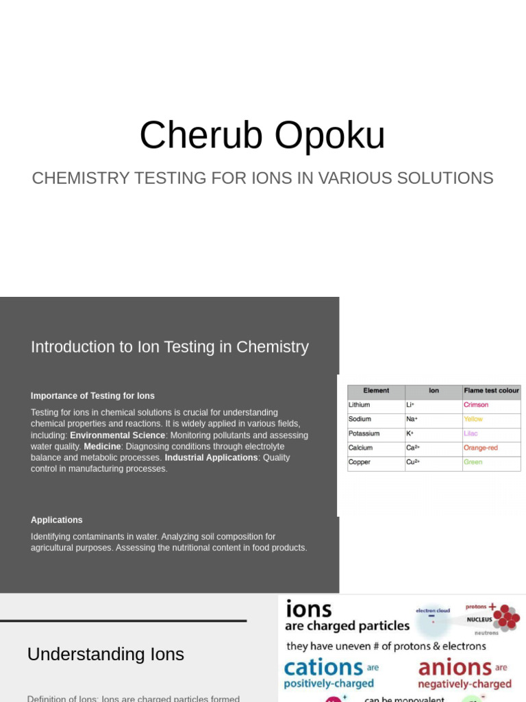 Ion Testing Methods in Chemistry | PDF | Ammonium | Precipitation ...