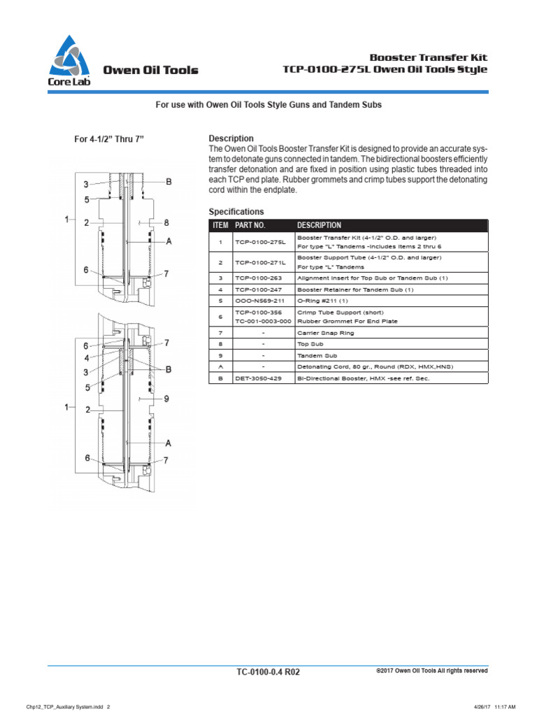 TC-0100-275L Top Sub y Tandem Booster Transfer Kit | PDF