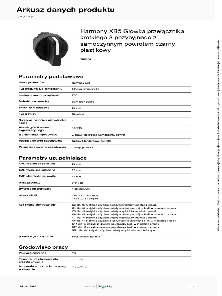 Schneider Electric - Harmony-XB5 - ZB5AD8 | PDF