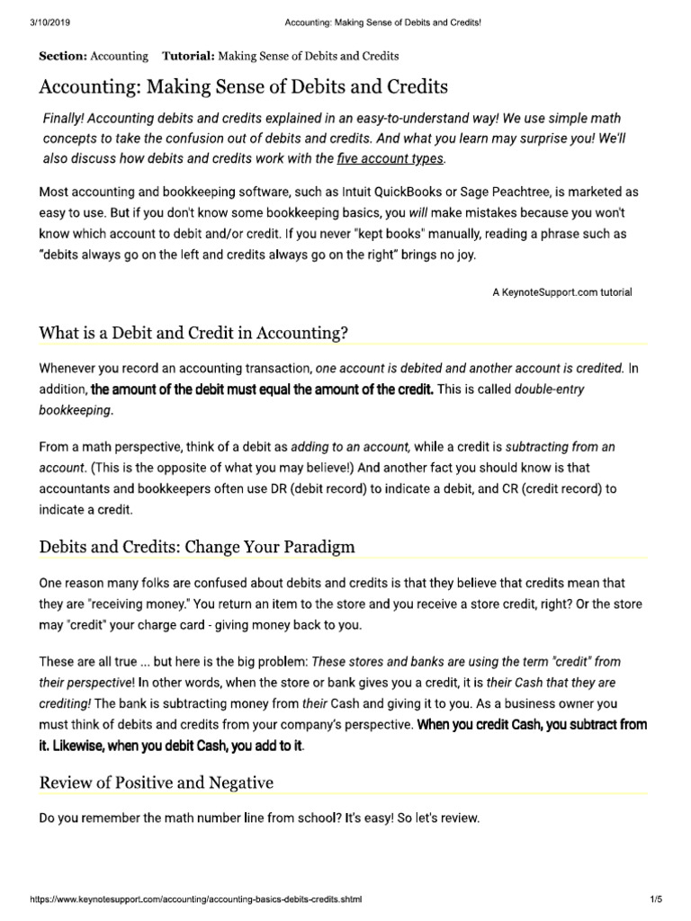 Accounting Credits-Debits | PDF