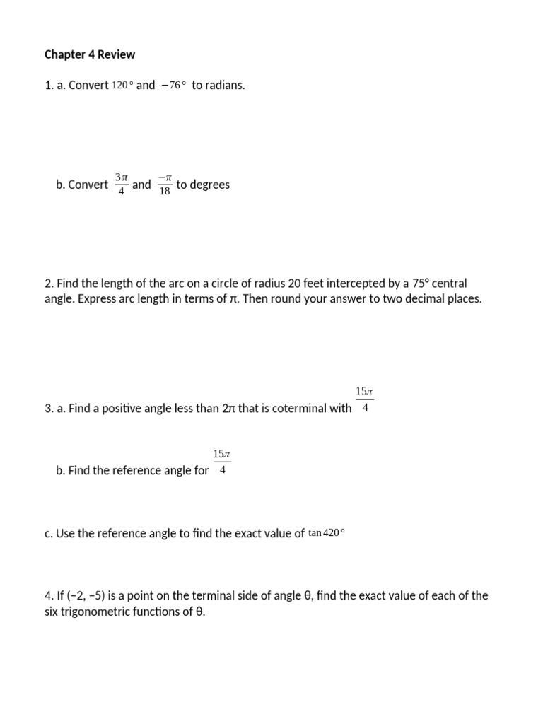 Chapter 4 Review Spring 2021 | PDF