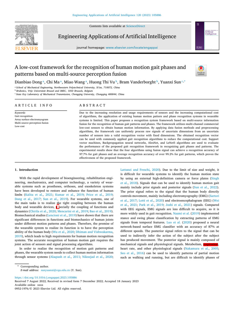 A Low-Cost Framework For The Recognition of Human Motion Gait Phases and Patterns Based On Multi ...