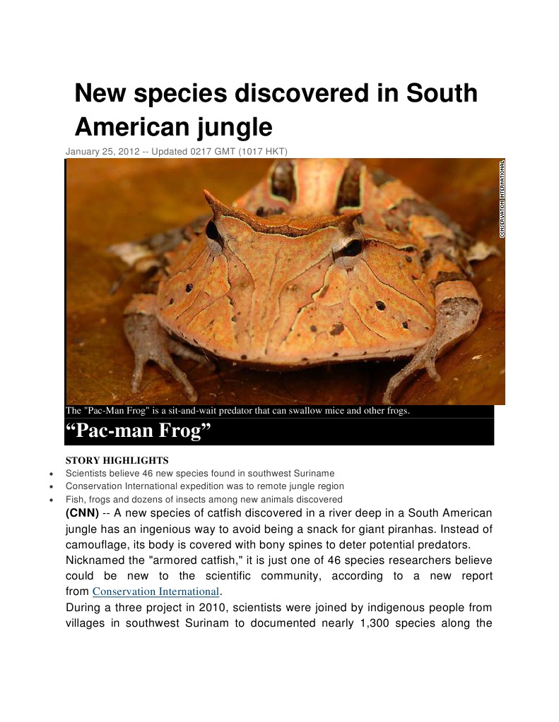New Species Discovered in South American Jungle | PDF