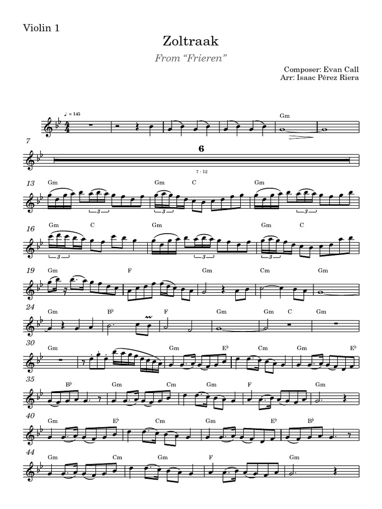 Zoltraak Violin Sheet Music | PDF