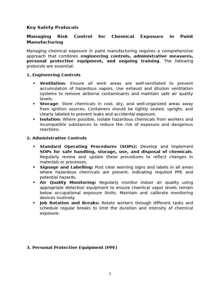Chemical Safety Protocols in Paint Manufacturing | PDF | Personal ...