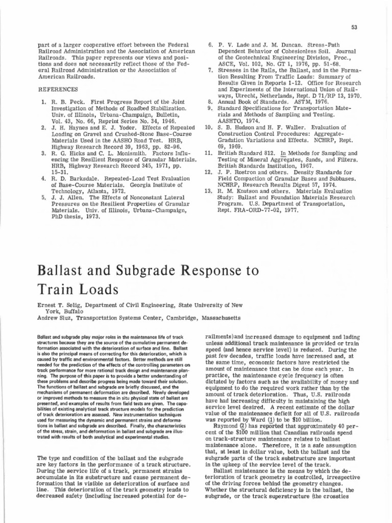 Ballast and Subgrade Response Train Loads | PDF | Deformation (Engineering) | Elasticity (Physics)