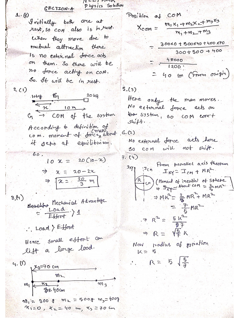Class XI 17 Dec NEET mock solution. | PDF