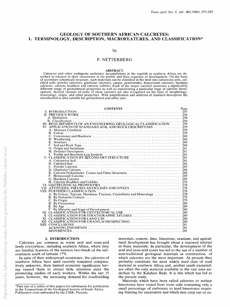Southern African Calcretes: Classification & Properties | PDF | Soil ...