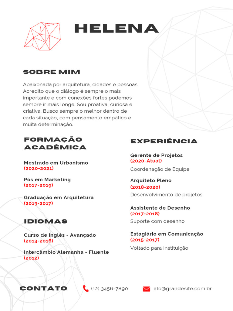 Currículo Criativo Arquiteto Tecnológico Sem Foto CV Resume - 20250506 ...