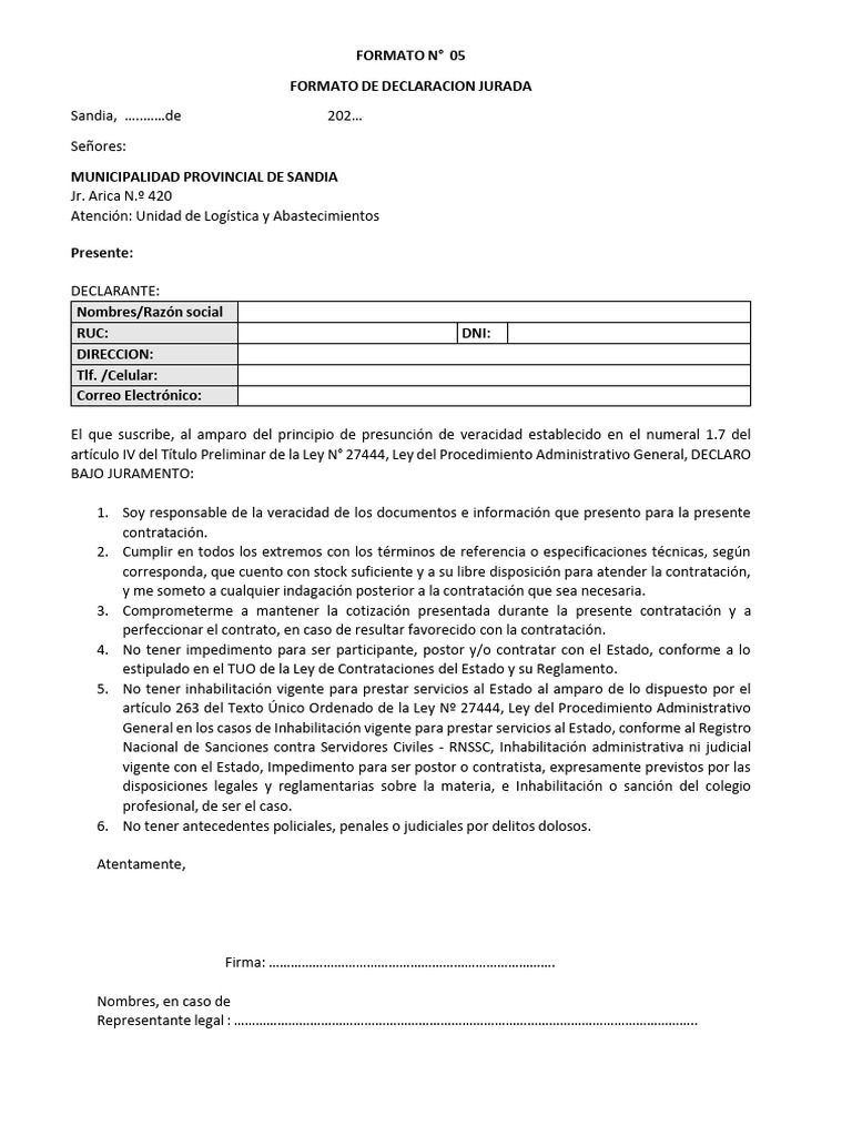 Formato N 5 | PDF