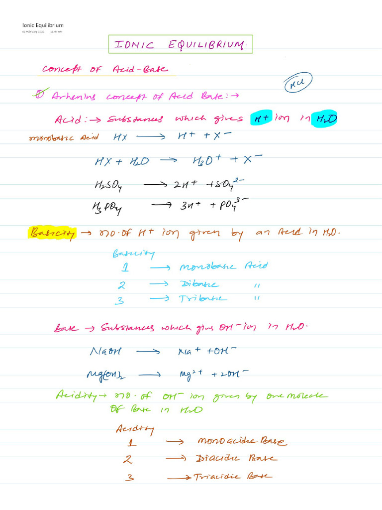 Ionic Equilibrium 1 | PDF