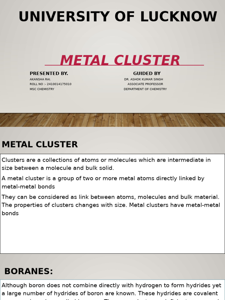 Metal Clusters and Boranes Overview | PDF | Materials | Chemical Compounds