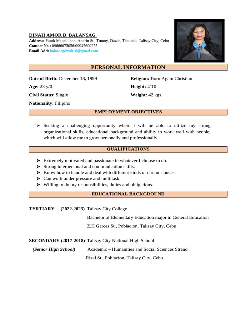 Balansag - Newly-Updated-RESUME (Final) | PDF