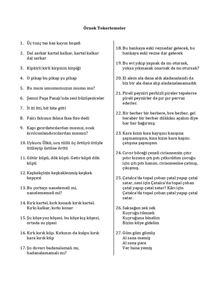 Örnek Tekerlemeler | PDF