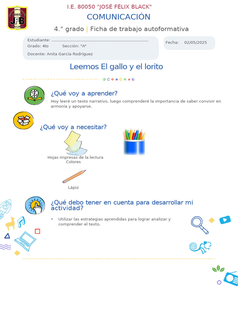 Comprensión de "El gallo y el lorito" | PDF