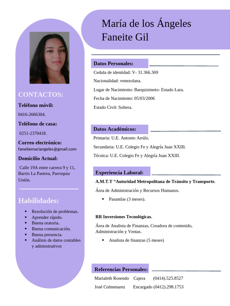 Curriculum de María | PDF