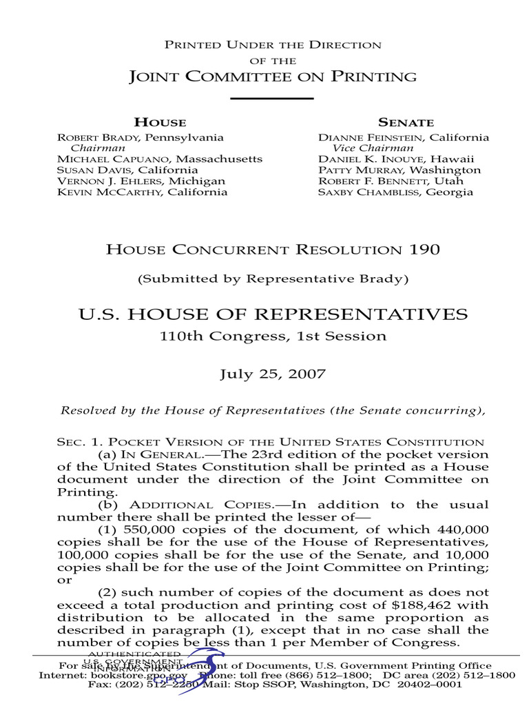 U.S. Constitution Pocket Edition 2007 | PDF | Presidents Of The United ...