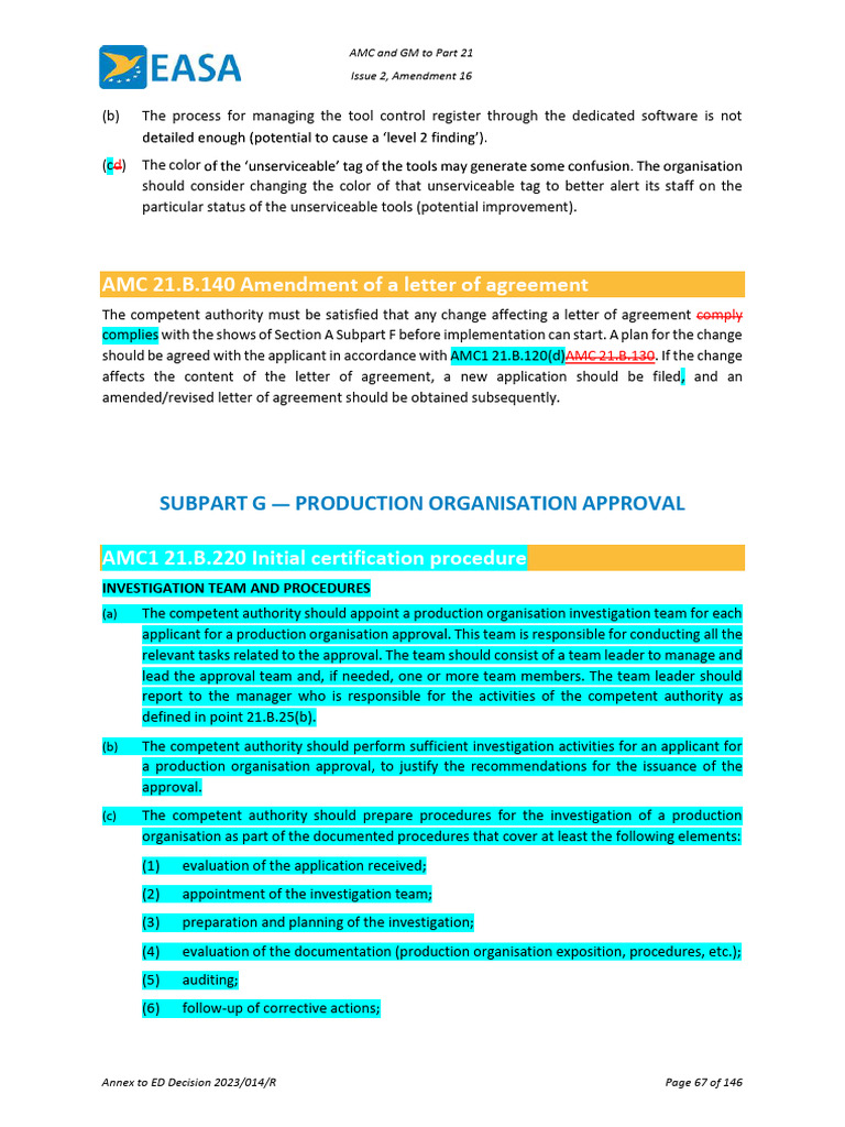 EASA Part 21 Subpart G Guidelines | PDF | Audit
