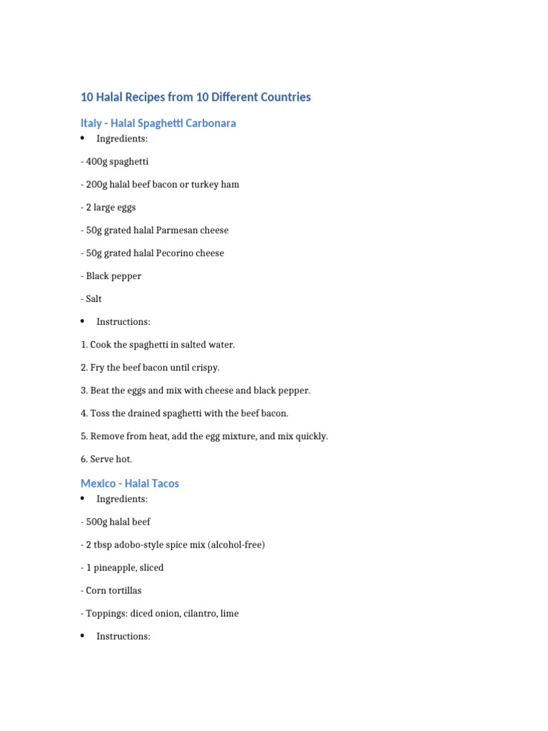 Global Halal Recipes Collection | PDF | Sushi | Food Ingredients