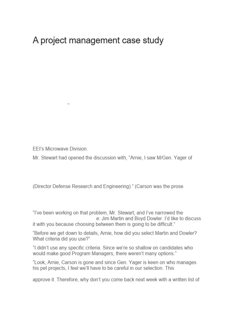 A Project Management Case Study Slección de PM | PDF