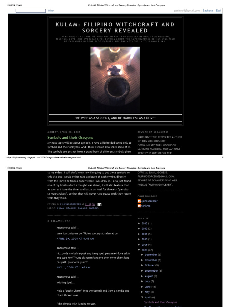 KULAM - Filipino Witchcraft and Sorcery Revealed - Symbols and Their Orasyons | PDF | Witchcraft ...