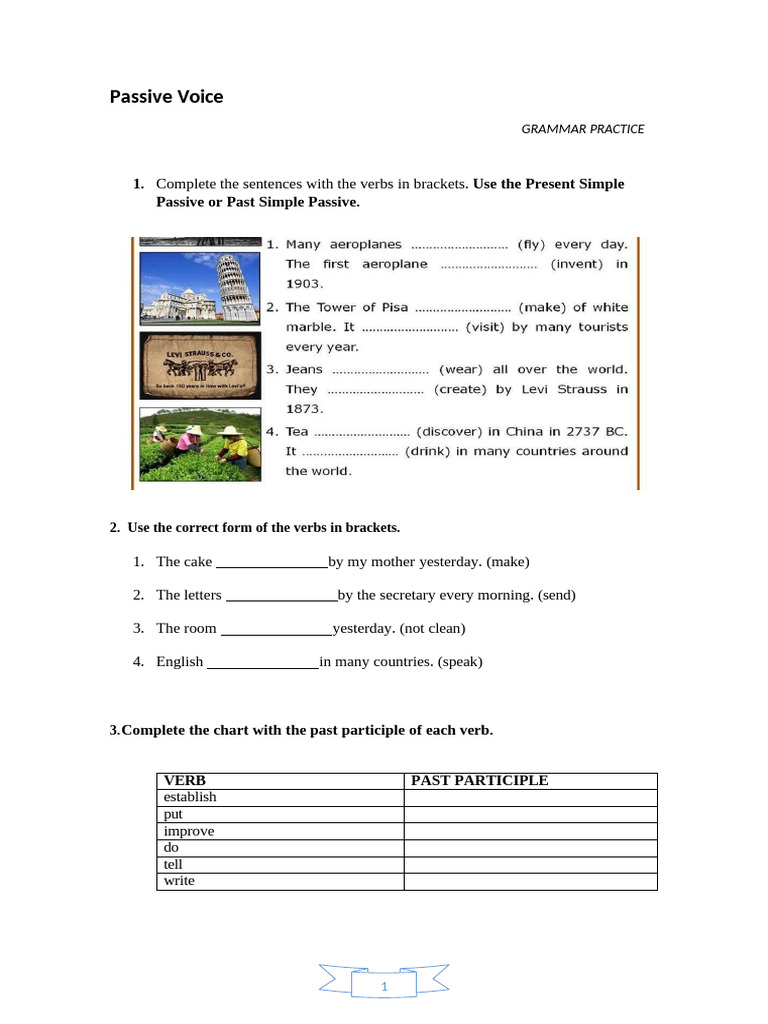 Passive Voice Exercises for Practice | PDF