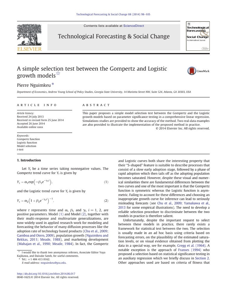 Gompertz and Logistic Growth Models | PDF | Logistic Regression ...