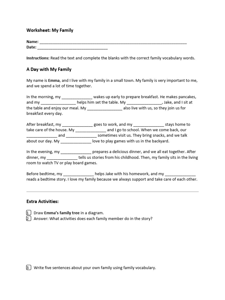 Family Worksheet | PDF